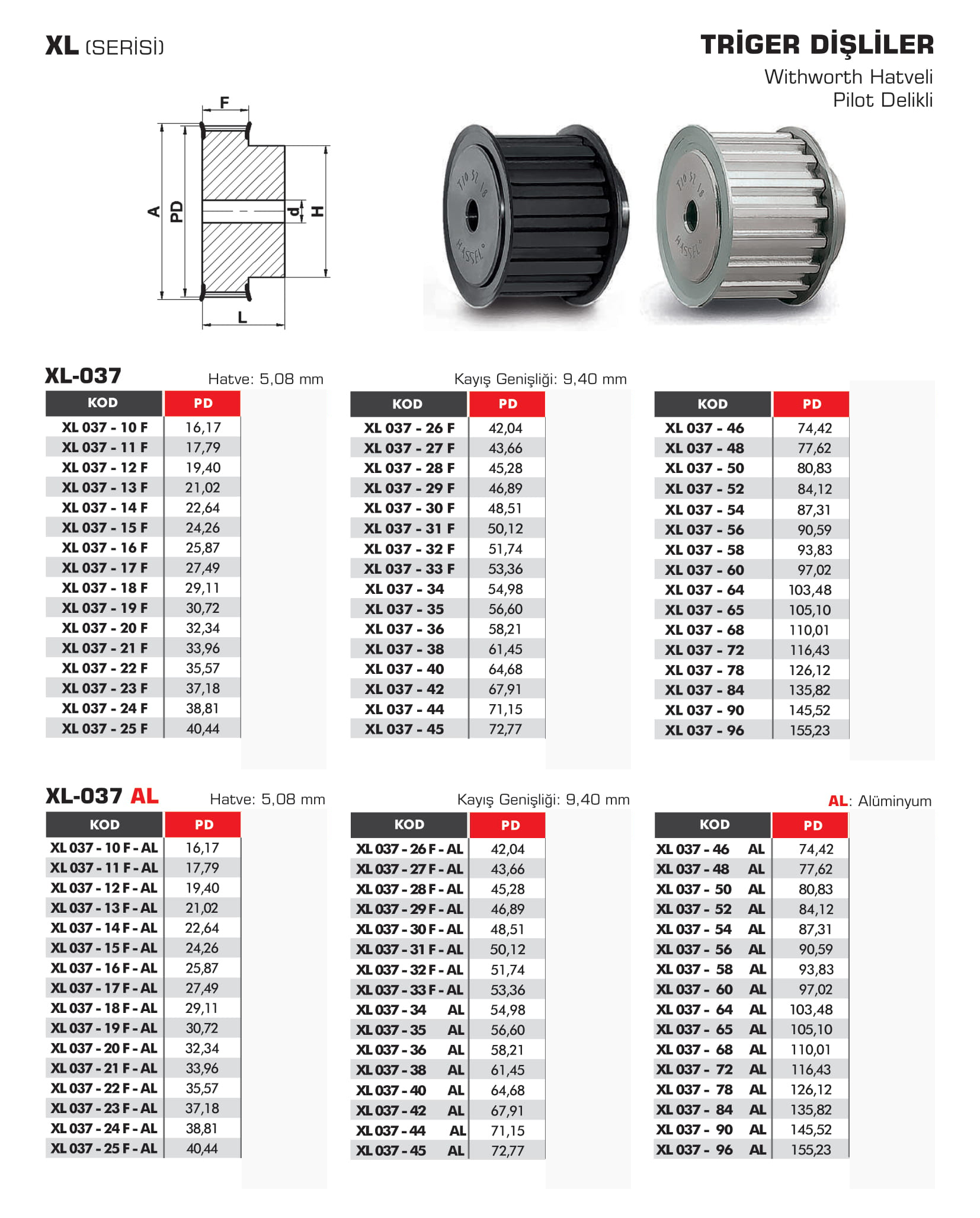 TRİGER DİŞLİLER XL 037 SERİSİ - Oktay Rulman